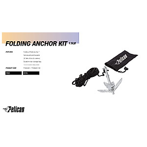 Pelican Compact Anchor Kit - for Kayak, Canoe, SUP - Inflatables or Small Boats - Foldable Storage Bag - Ideal for Fishing Kayak Boating (1.5 lb), Gray/Black