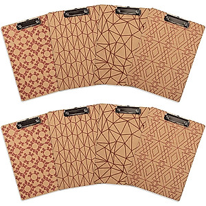 Juvale 8 Pack Cute Clipboards Bulk Supply with Low Profile Clip - Wooden Clip Boards for Office, School, Classroom, Fits Letter Size 8.5x11 and A4 Paper (8.8 x 12.4 in)