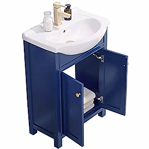 LUCA Kitchen & Bath LC24HBP Carson 24" Bathroom Vanity Set in Midnight Blue with Integrated Porcelain Top