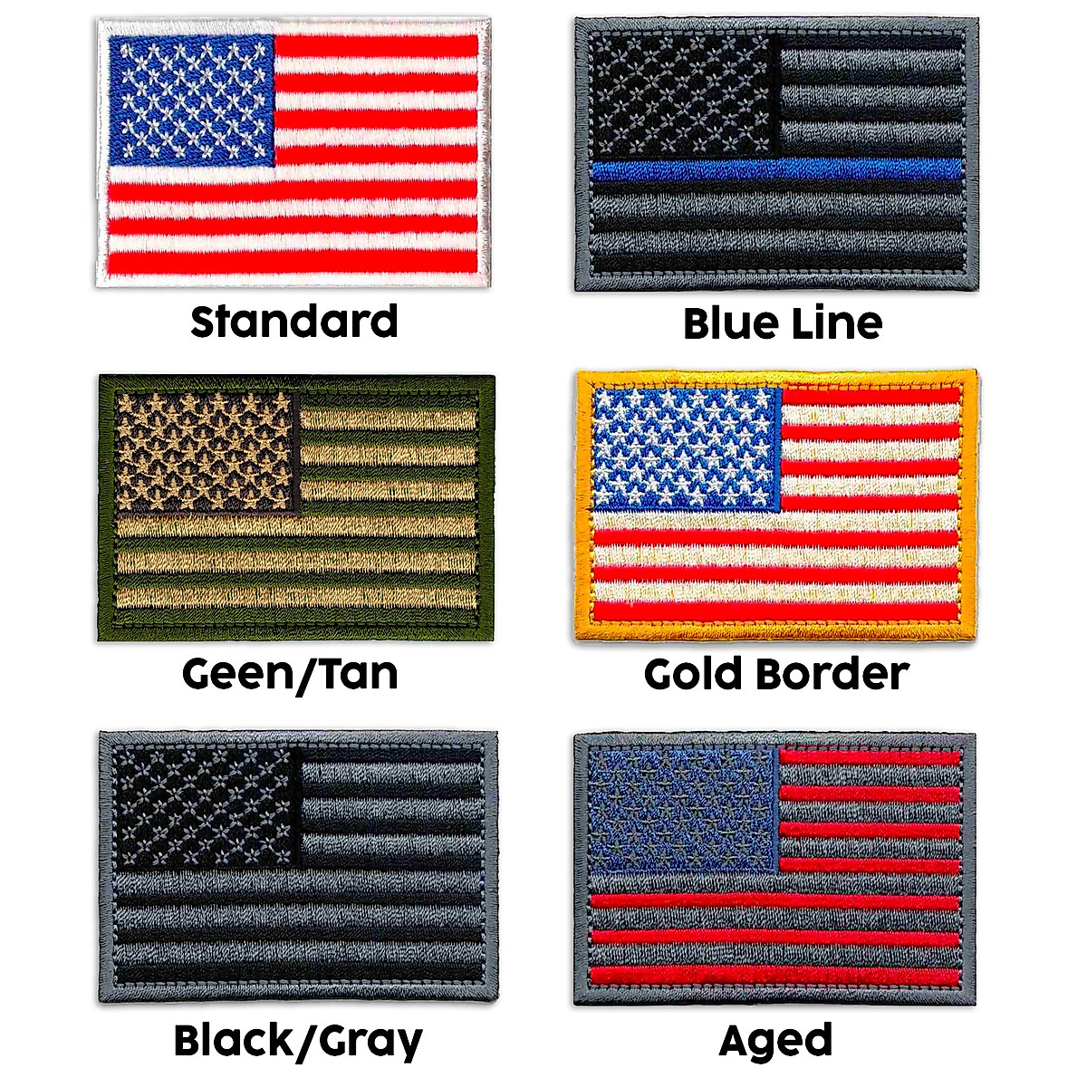 Laughing Lizards American Flag Patch (2-Pack) Iron On USA Patches, USA United States of America, US Flag Patch, sew on for Cloth Uniform Hat Backpack Jacket Pants Accessories (Standard)