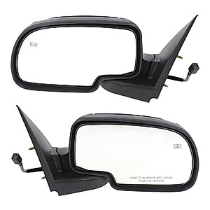 Kool Vue Left & Right Power Heated Door Mirrors Compatible With Chevrolet Silverado 1500 1999-2002 Without Puddle Lamp Chrome Pair Extended Cab & Standard Cab