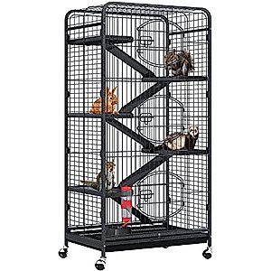 YINTATECH 52-inch Metal Ferret Cage Small Animal Cage with Rolling Stand Indoor Outdoor for Squirrel/Bunny/Cat/Rabbit