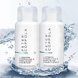 Peter Coppola a-Keratin Hydrating & Repairing Shampoo and Conditioner Duo - Strengthen and Repair Damaged Hair - Nourishes Hair for Soft Shiny Hair 10 oz