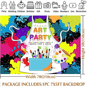 Avezano Art Party Backdrops Artist Theme Birthday Banner Decorations for Kids Art Let's Painting Dress for Mess Party Background Supplies 7x5ft