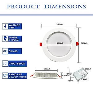 Smart Recessed Lighting 6 Inch, IC Rated Smart WiFi LED Recessed Lights, RGB & Cool & Warm White Dimmable Color Changing Downlight Work with Alexa/Google, Sync to Music,2700K-6500K,1100Lumen (6 Pack)