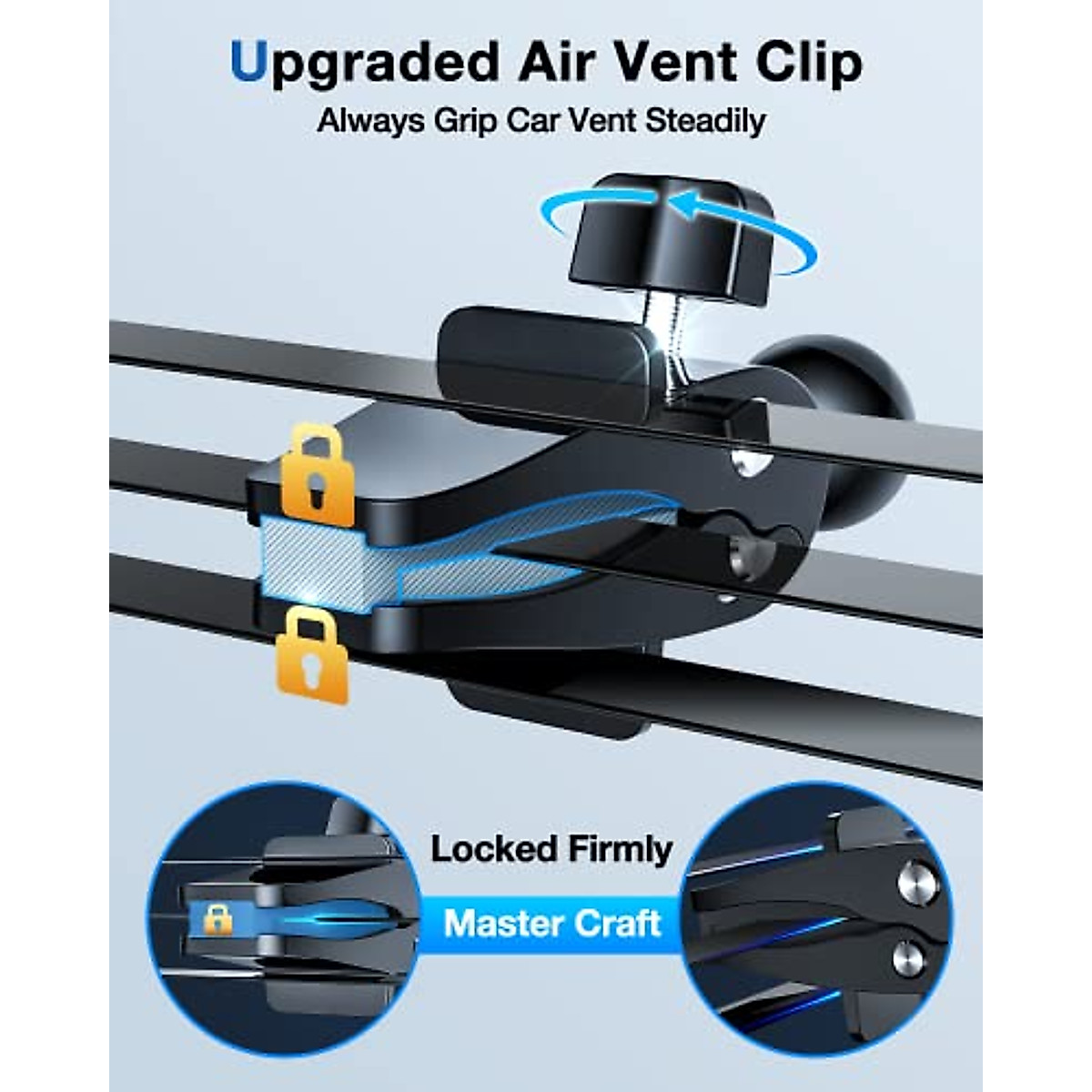 [Upgraded] YRU Car Phone Mount, Sturdy Suction Adjustable Long Arm Cell Phone Holder for Car Dashboard Air Vent Windshield, Handsfree Dash Stand for iPhone 14 13 Pro Max, Samsung Universal Cellphone