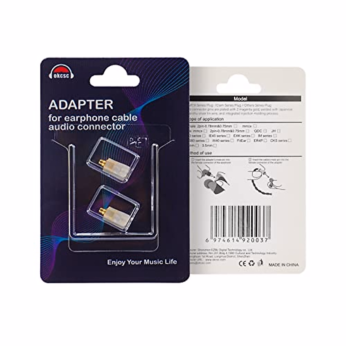 okcsc 0.78 2Pin Female to JH 4 Pin Male (Earphone Side) Adaptor Work for 0.75/0.78 2 Pin Cable Connected to for Iriver JH24/AKR03/ Layla/Angie/ue18 Layla II/Roxanne II Earphone Adapter Black