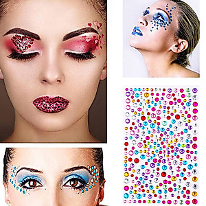 1575 Pieces Eye Face Gems Self-Adhesive Rhinestone Stickers for Makeup, Rainbow Glitters Jewels Face Stickers, for DIY Nail Body Accessories