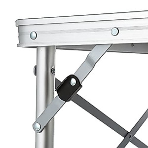ARROWHEAD OUTDOOR 4’ ft Heavy-Duty Portable Aluminum Frame Folding Table w/Leveling Feet, Solid Tabletop Surface, 2 Adjustable Heights, Carrying Case Included, Lightweight, USA-Based Support
