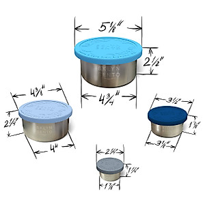 Stainless Steel Food Container With Leak Proof Silicone Lid | Metal Lunch Box | Bento Box | Food Storage | Great For Portion Control [Set of 4]