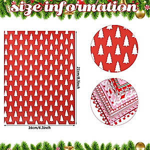 36 Pieces Christmas Faux Leather Sheets Glitter Faux Leather Fabric Snowflake Snowman Printed Christmas Fabric Synthetic Leather Sheet for DIY Christmas Craft Making, 8.3 x 6.3 Inch (Cute)