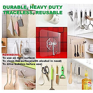 33lbs Adhesive Sticky Hooks for Hanging on Wall or Ceiling, Heavy Duty, Traceless, No Damage(10pcs)