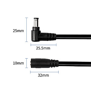 YACSEJAO DC Right Angle Coiled Power Cable 2.1mm x 5.5mm Male to Female Adapter Extension Cord for 12V CCTV Surveillance Camera Router LED Strip DVR Monitor Printers