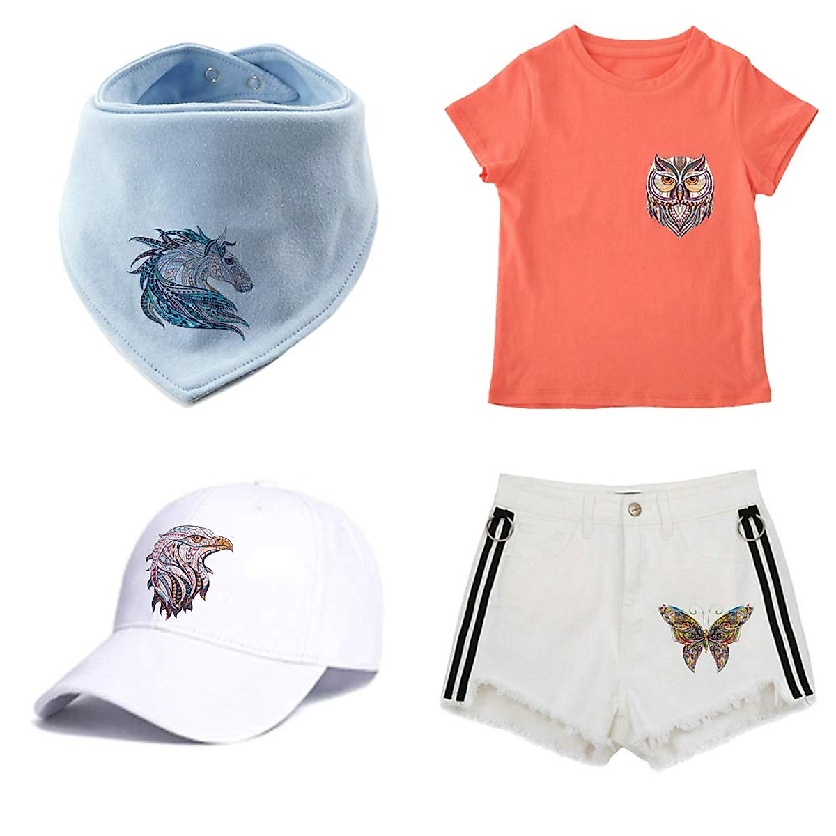 Animals Patches - Iron on Stickers Heat Transfer Appliques Cool Retro Folk-Custom Badges Logo with Butterfly Unicorn Dragon Lion Owl Tiger Design Decals for DIY T-Shirt, Bags, Hats, Jackets(15 PCS)