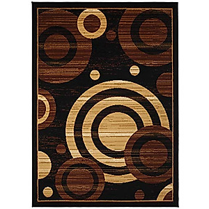 Antep Rugs Kashan King Collection Galaxy Geometric Polypropylene Indoor Area Rug (Black/Beige, 5' x 7')