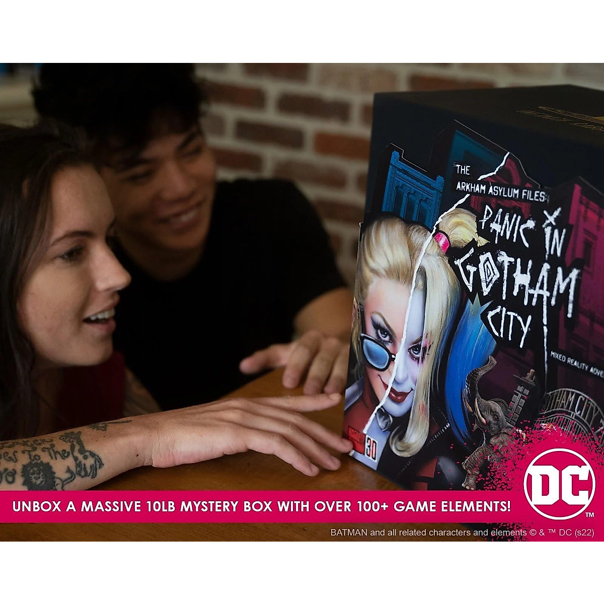 Infinite Rabbit Holes Arkham Asylum Files: Panic in Gotham City Augmented Reality Board Game - Escape Room-esque Batman Mystery with Harley Quinn and The Joker, Family Night - iOS 15+ | Android 13