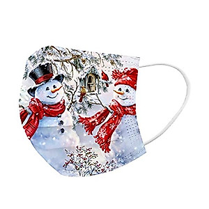 Adults Disposable Face_Mask,Christmas Cloth Covering,No Washable, Lightweight Breathable and Mouth Guards Balaclava