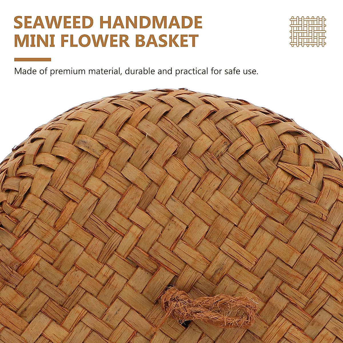 MAGICLULU 3pcs Flower Basket Candy Bowl Generic Round Basket Light House Decorations for Home Rustic Storage Bins Small Seagrass Basket with Lid Cutlery Desk Child Seaweed Cosmetic