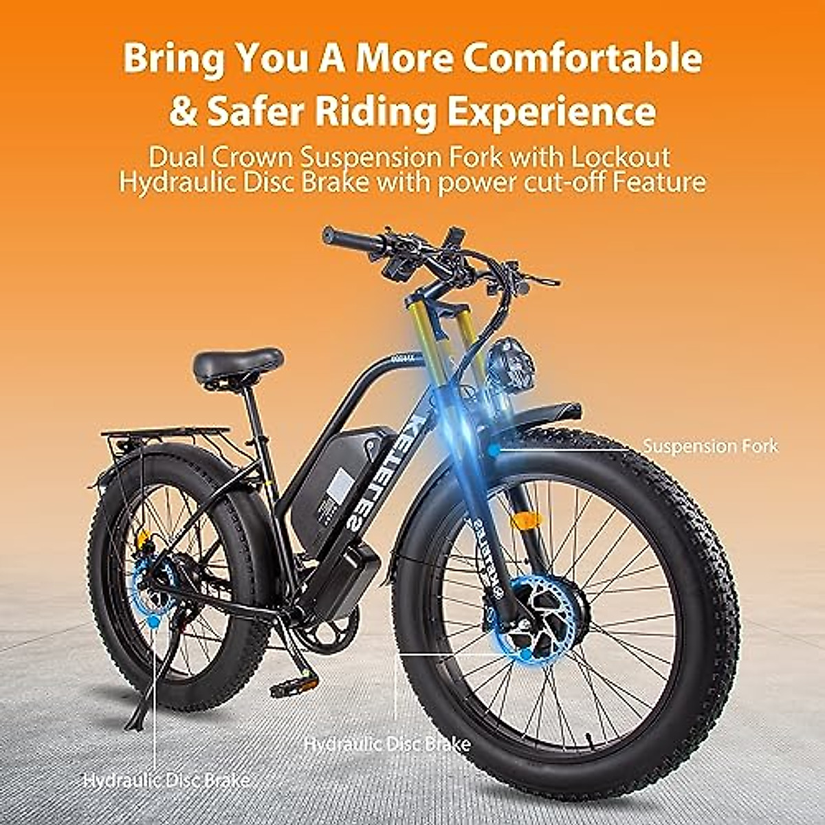 KETELES Upgraded Electric-Bike 2000W-46Ah-35MPH Dual-Motor Dual-Battery Ebike-Adults-Men - 26" Fat Tire Dirt-Bike Up to 150Miles Hydraulic Disc Brake for Snow Beach Mountain (US Warehouse)