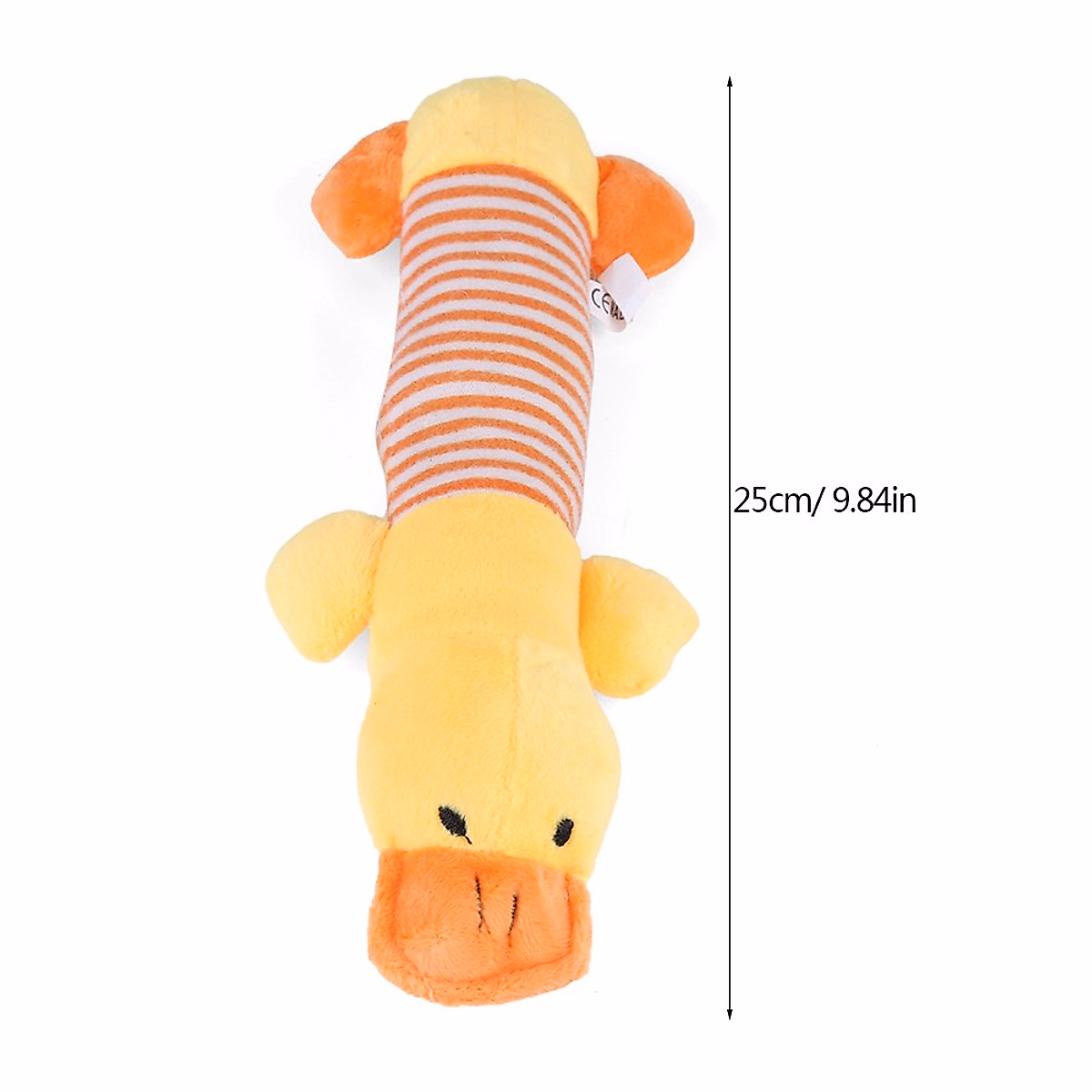 FILFEEL Dog Squeaky Toys, Pet Chew Toy Plush Skin Stuffless and Sound Fun Animal Shape Types Tug & Interactive for Gift(Yellow Duck)