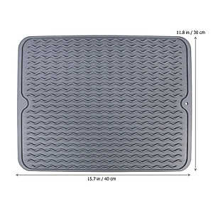 Hemoton 1pc Silicone Draining Mat countertop Dish Silicone Utensils Kitchen mat Silicone trivets Drain mat pad Silicone Drying mat Kitchen Dish Drying Mat Ripple Dish mat