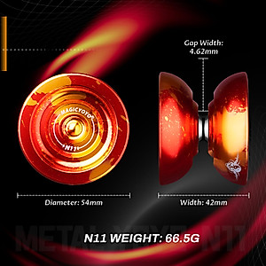 MAGICYOYO N11 Professional Unresponsive Yoyo for Kids, Pro Trick Yo Yo for Adults/Advanced, Dual Purpose Metal Yo-yo Replacement Responsive Yoyo Bearing + 12 Yo yo Strings + Storage Bag