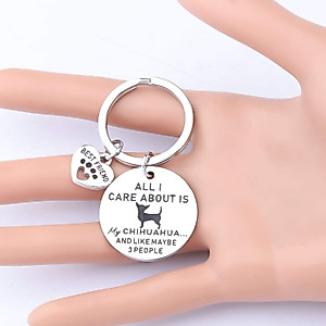 TIIMG Chihuahua Dog Keychain Chihuahua Mom Dad Gift Pet Dog Lover Gift Gift for Chihuahua Love (All care chihuahua)