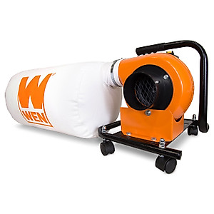 WEN DC3401 5.7-Amp 660 CFM Rolling Dust Collector with 12-Gallon Bag and Optional Wall Mount, Black & 3410 3-Speed Remote-Controlled Air Filtration System