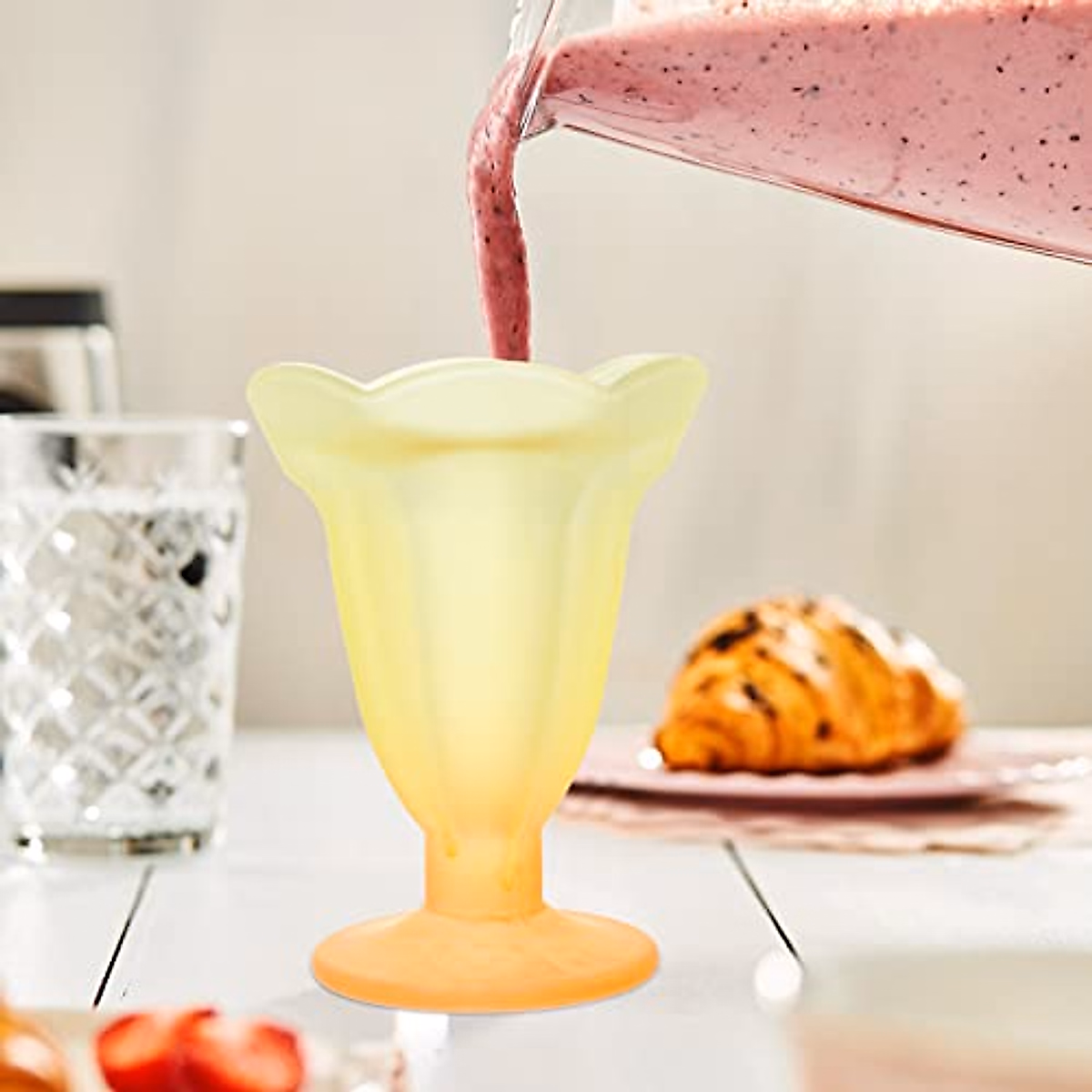 Luxshiny Ice Cream Cup Frosted Glass Dessert Bowl Juice Beverage Container Wine Cocktail Glasses Smoothie Cup for Summer Hawaiian Luau Party Favors