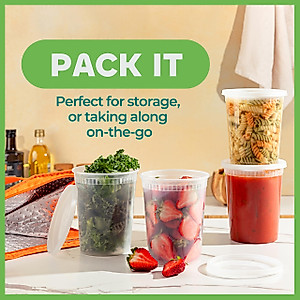 JoyServe 32 Oz Deli Food Containers with Lids - (36 Sets) Quart Airtight Plastic Food Storage for Takeout, Meal Prep, To-Go, Soup Freezer Containers with 36 Lids, BPA-Free, Dishwasher, Microwave Safe