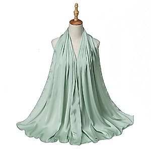 PeacePray Premium Silky Glossy Hijab for Women, Crepe Crinkle Muslim Head Scarf, Graceful Feminine Charm, Mint Green