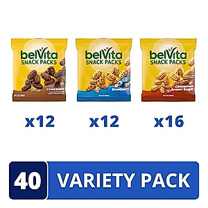 belVita Bites Breakfast Biscuits Variety Pack, 3 Flavors, 40 Snack Packs
