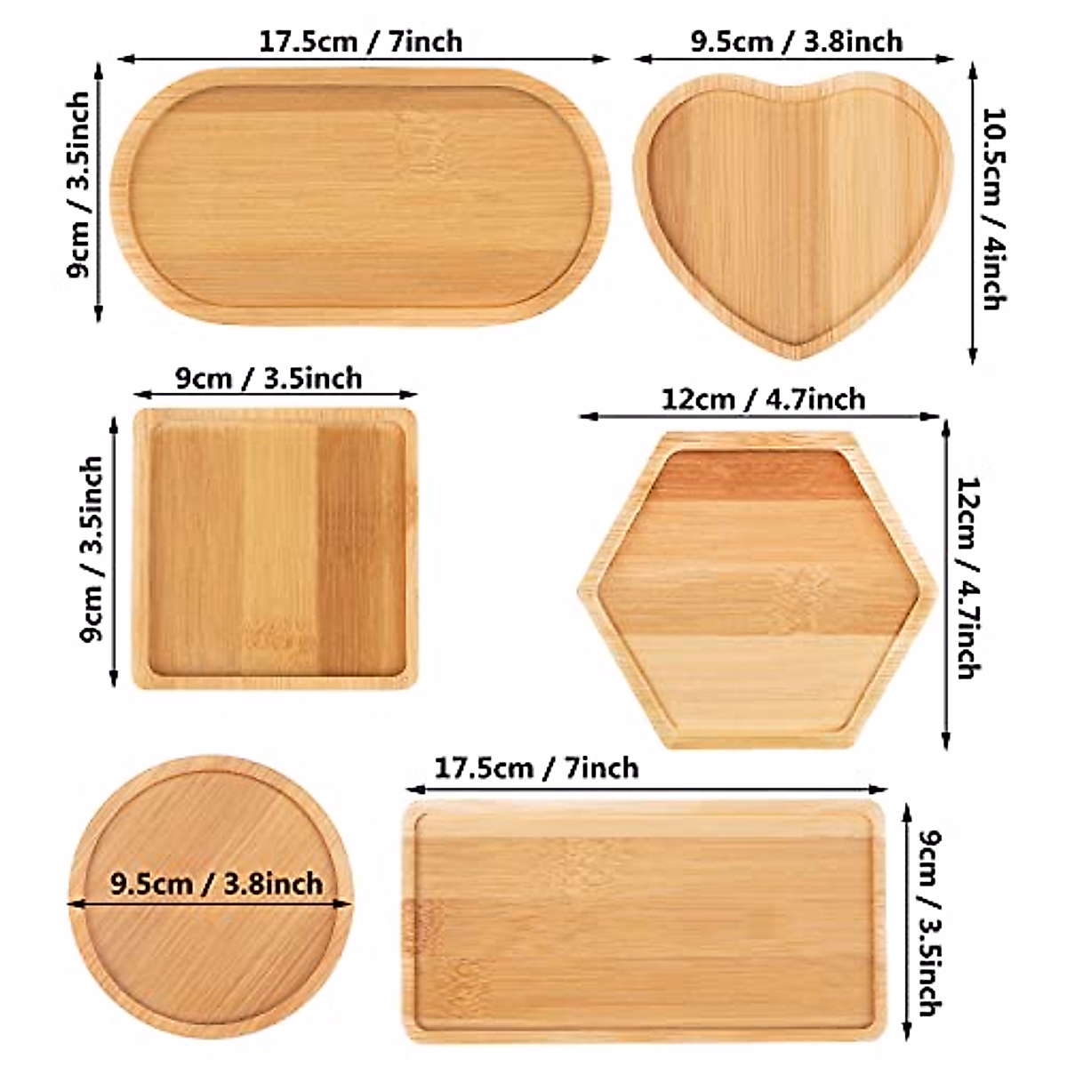 DIY Mosaic Bamboo Coasters, Blank Base Trays, Drinking Cup Coaster, Plant Coaster, Art Plate (6 Pack, Mosaic Tiles not Included)