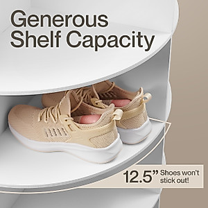 LOFT + IVY Rotating Shoe Rack tower Updated Version -360 Spinning Shoe Rack organizer-Lazy Susan for shoes - Fits 28 pairs of shoes - Spinning and Revolving Round Shoe Rack Carousel - 7 tier shoe rack