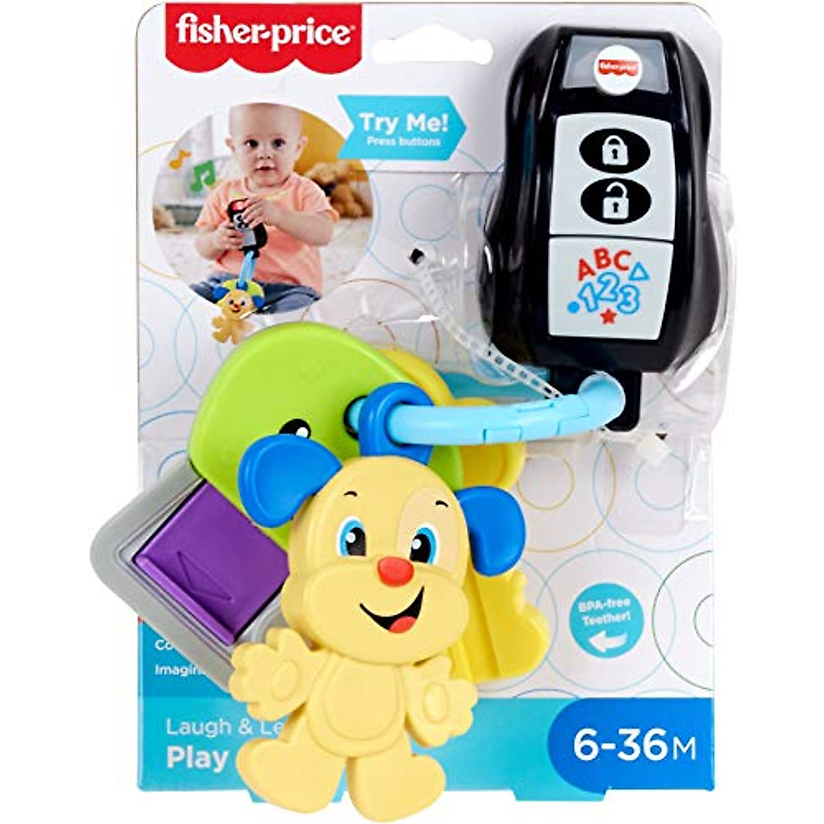 Fisher-Price Laugh & Learn Baby To Toddler Toy Play & Go Keys With Lights & Music For Pretend Play Ages 6+ Months