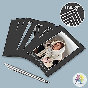 Mat Board Center, Pack of 25, 5x7 for 4x6 Black Mats - Acid Free, 4-ply Thickness, White Core - for Pictures, Photos, Framing