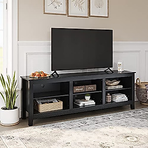 Panana TV Stand 6 Cubby Television Stands Cabinet 6 Open Media Storagefor TVs up to 80 Inches, 70 Inch (70 Inches Black)