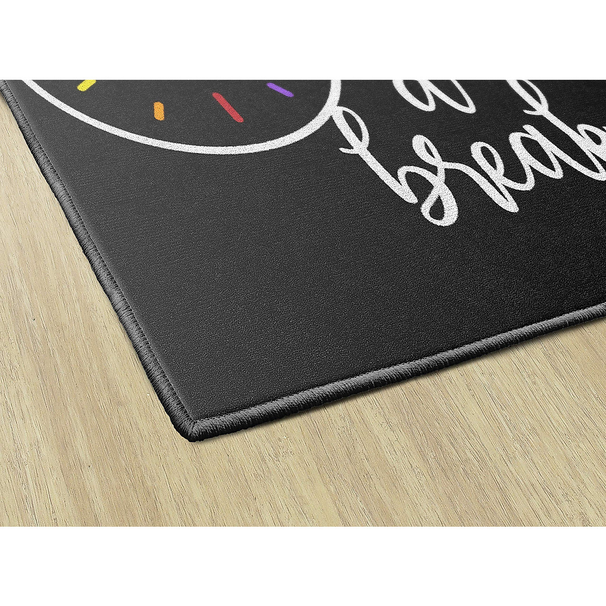 Flagship Carpets Take A Break Childrens Time Clock Classroom Entryway or Home Door Mat or Small Area Rug, 30" x 30", Black