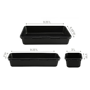 HOME-X Connecting Organizer Trays, Set of Interlocking Adjustable Trays for Organizing Office Supplies and Kitchen Utensil Drawers, Set of 8, 3 Sizes, Black