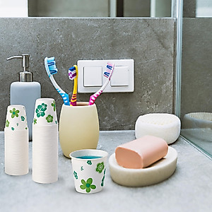 [300 Pack] Paper Cups, 3oz Disposable Bathroom Cups, Mouthwash Cups, Cold Disposable Drinking Cup for Party, Picnic, BBQ, Travel, and Event, Green Floral