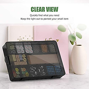 18 Grids Plastic Organizer Storage Box for Washi Tape, Tackle Box Organizer, Clear Black Spill Proof Container Jewelry Box with Adjustable Removable Dividers for Beads Art DIY Crafts