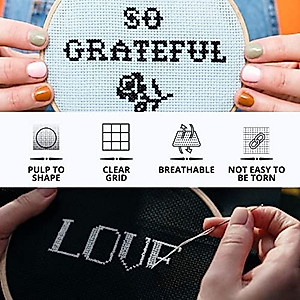 6PCS Aida Cloth 14 Count 3 Pieces Black Cross Stitch Fabric and 3 Pieces White Cross Stitch Fabric Cotton Embroidery Fabric for Needlework 14 Count Cross Stitch Fabric for Craft Embroidery