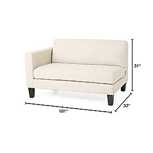 Christopher Knight Home Wanda Contemporary 4 Seater Fabric Sofa with Accent Pillows, Beige, Dark Brown