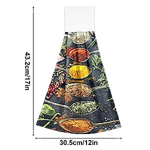 Aslsiy Herbs Spices Cutlery Spoon Hanging Kitchen Towels Bathroom Hand Tie Towel Fast Drying Dish Tea Towels for Bath Tabletop Gym Home Decor Set of 2