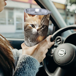 GDSHJKLW Cat Kiss Tumbler With Lid And Straw 20oz Stainless Steel Leakproof Travel Coffee Mug Double Wall Insulated Cup Gifts For Women Home Office