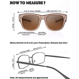 The Fresh High Definition Polarized Wrap Around Shield Oversized Sunglasses for Large Prescription Glasses - Gift Box Package (F602-Champagne for Large Glasses, Brown)