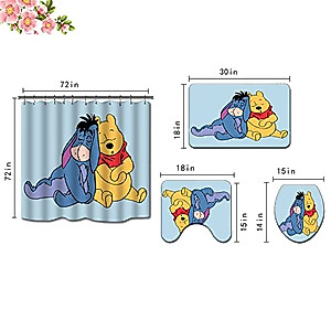 Anime Shower Curtain Set with Non-Slip Rug,Bath Mat,Toilet Cover and Waterproof Shower Curtain, Durable with Polyester Fabric with 12 Hooks for Hotel Home Anime Bathroom Set Decor 72 X 72 Inches
