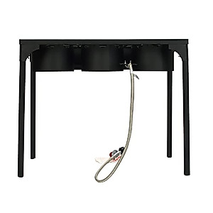 COOKAMP High Pressure Triple Burner Outdoor Propane Camping Stove with 0-20 PSI Adjustable High Pressuer Regulator and Steel Braided Hose 3 Burner Stove Brewing Supply SA3500