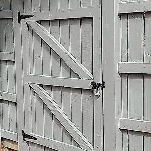 TamBee 5Inch Shed Door Hinges T-Strap Barn Door Hinges Outdoor Heavy Duty Hinges for Wood Wrought Hinges Hardware(2PCS)