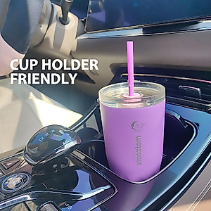 VIMOZTOM Insulated Tumbler with Lid and Straw, 20 oz Double Wall 18/8 Stainless Steel Travel Coffee Mug, To Go Iced Coffee Cup, Spill Proof, Dishwasher Safe (Beige)